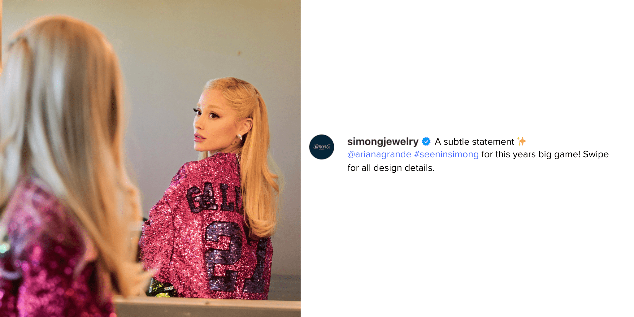 Ariana Grande at Super Bowl 2024 – Simon G. Jewelry