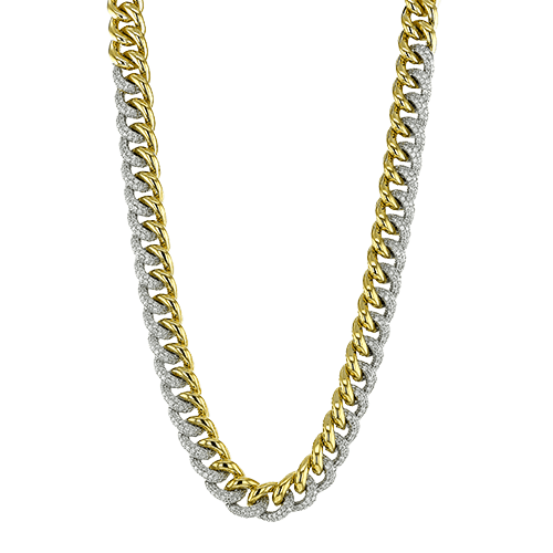 Chain Link Necklace in 18k Gold with Diamonds – Simon G. Jewelry