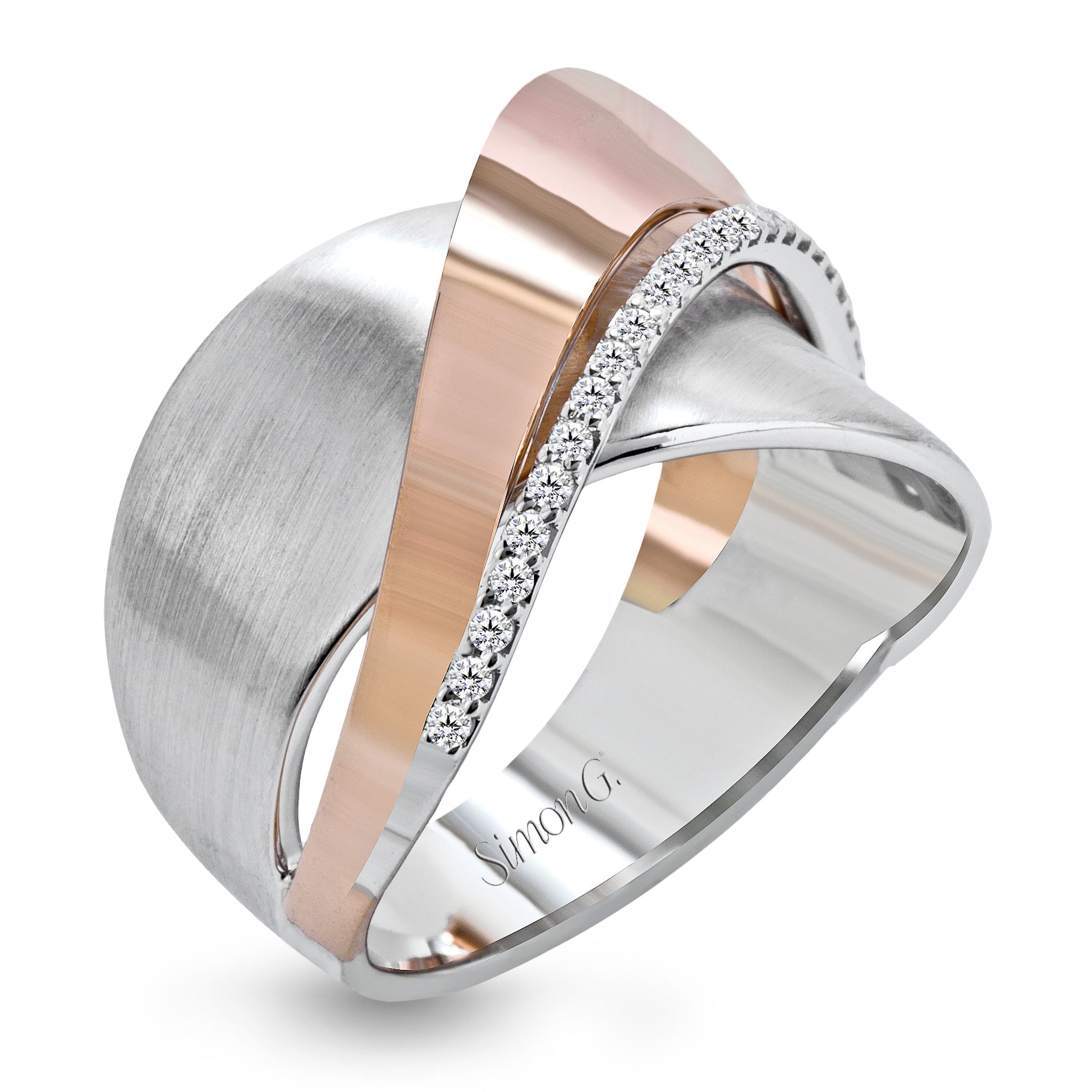 Clio Fashion Ring In 18k Gold With Diamonds – Simon G. Jewelry