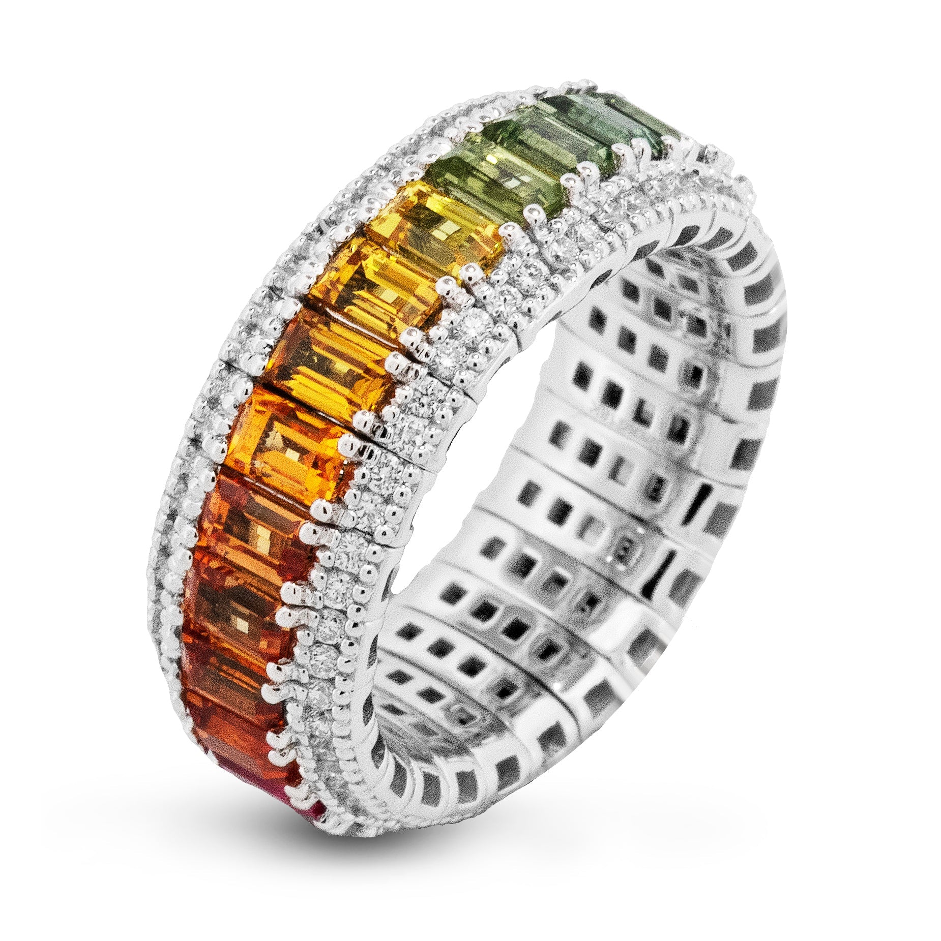 Rainbow Sapphire Color Ring in 18k Gold with Diamonds – Simon G. Jewelry