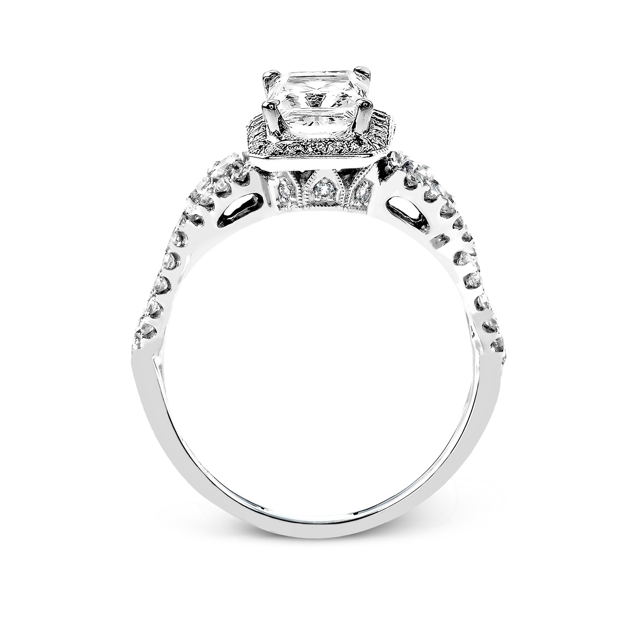 Emerald-Cut Halo Engagement Ring In 18k Gold With Diamonds – Simon G ...