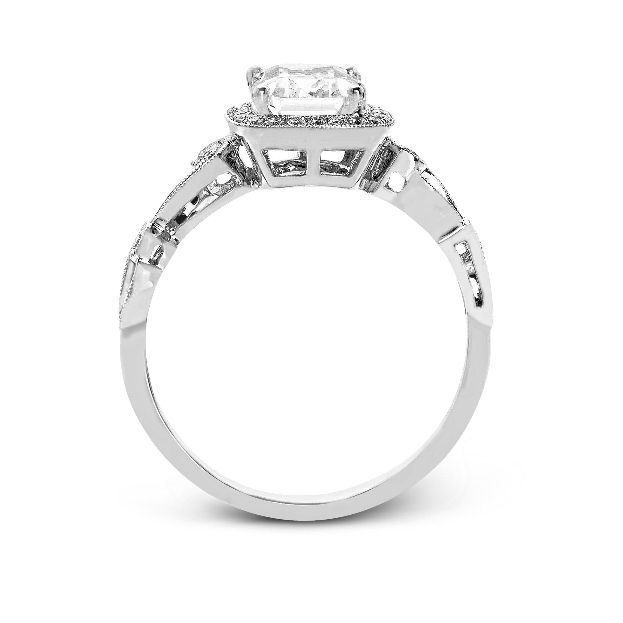 Emerald-Cut Halo Engagement Ring In 18k Gold With Diamonds – Simon G ...
