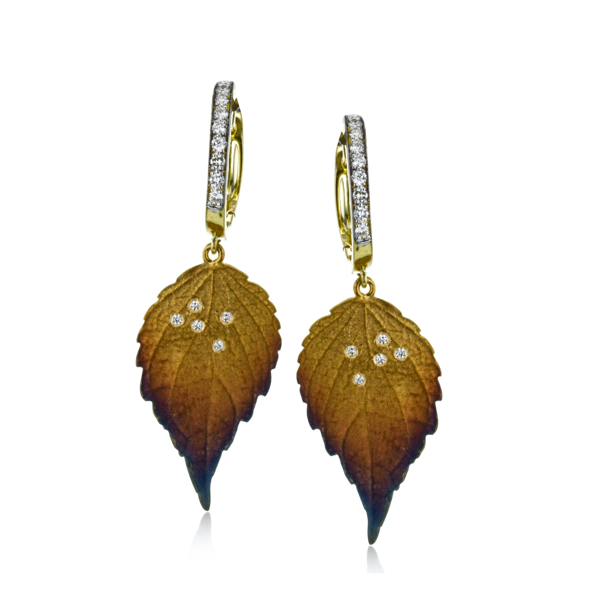 Fallen Leaves Earrings in 18k Gold with Diamonds – Simon G. Jewelry