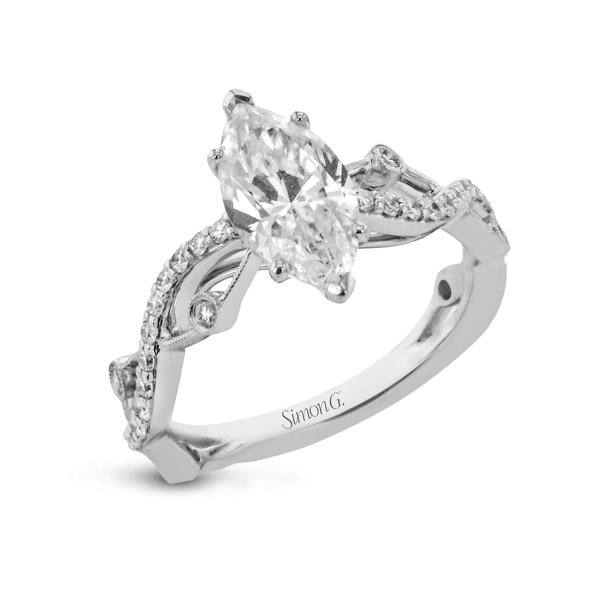 Marquise-Cut Criss-Cross Engagement Ring In 18k Gold With Diamonds ...