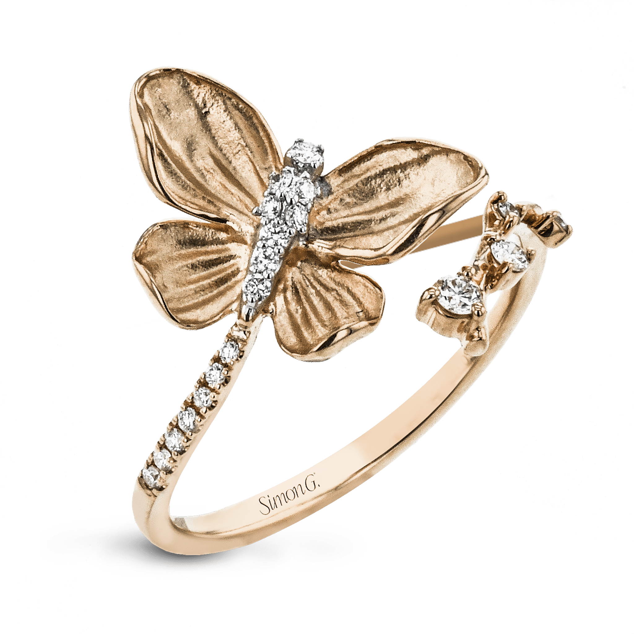 Monarch Butterfly Ring In 18k Gold With Diamonds – Simon G. Jewelry