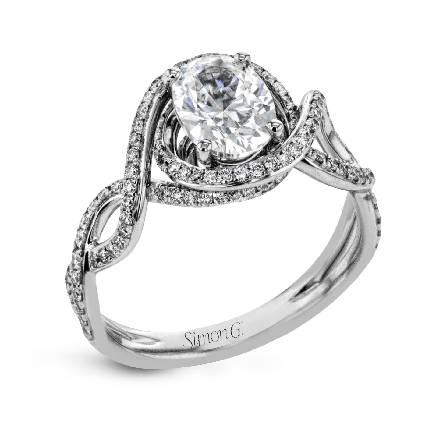 Oval-Cut Criss-Cross Engagement Ring In 18k Gold With Diamonds – Simon ...