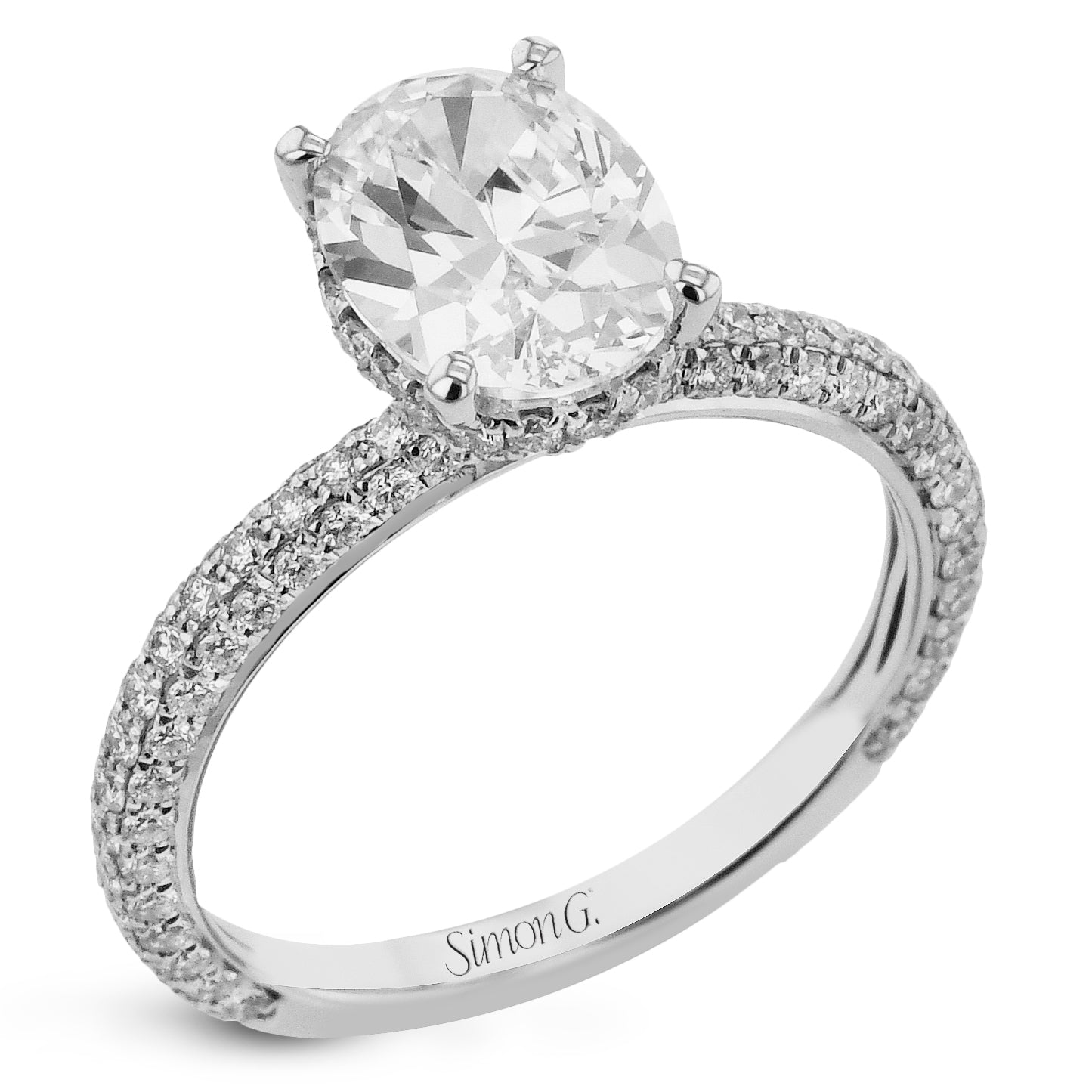 Oval-Cut Hidden Halo Engagement Ring In 18k Gold With Diamonds – Simon ...