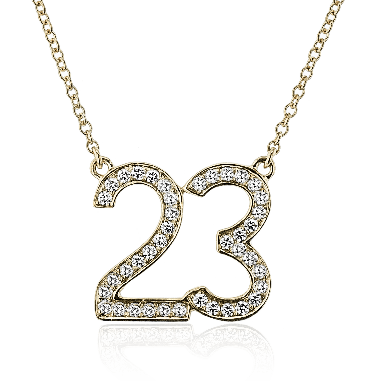 Personalized Two-number Pendant Necklace in 18k Gold with Diamonds ...