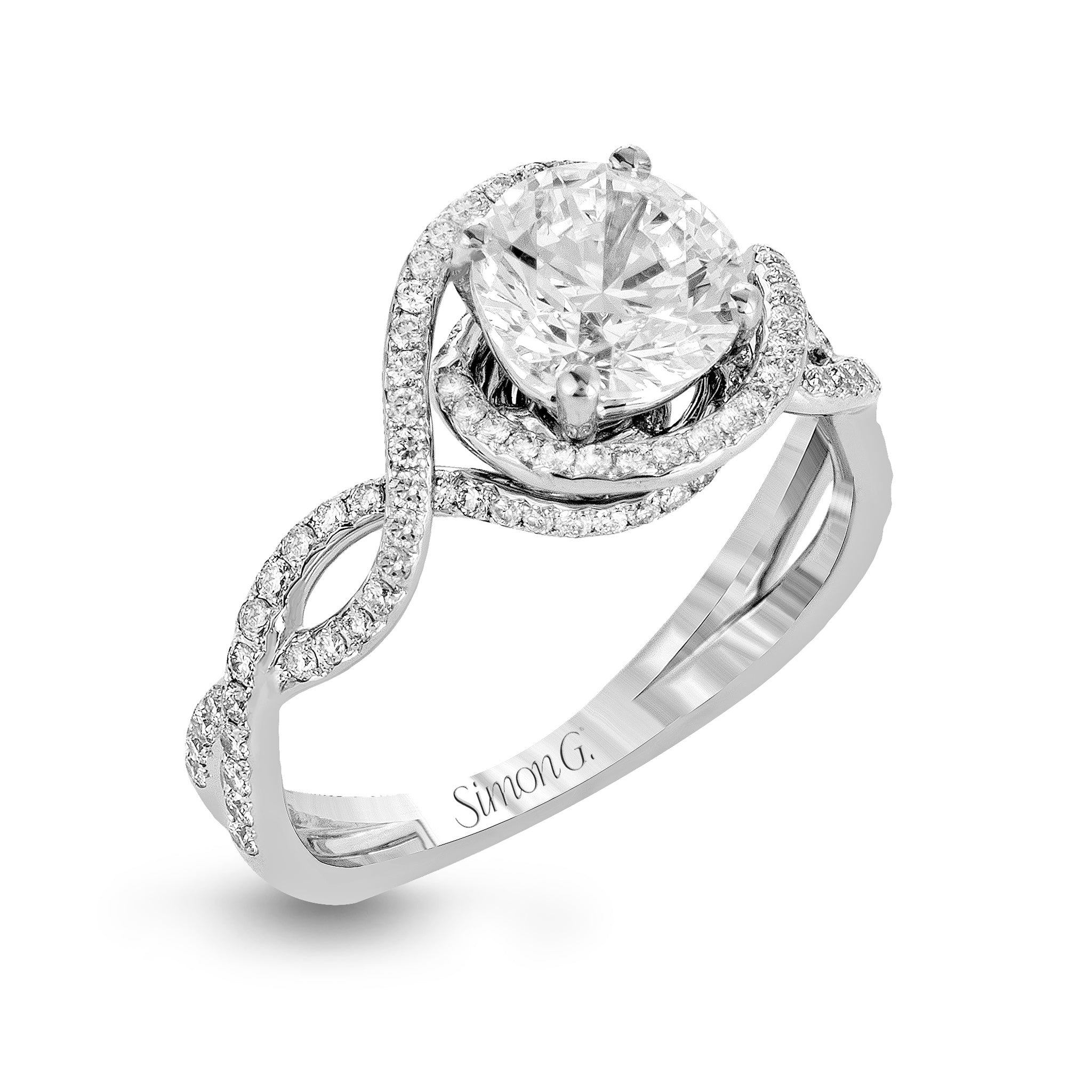 Round-Cut Criss-Cross Engagement Ring In 18k Gold With Diamonds – Simon ...