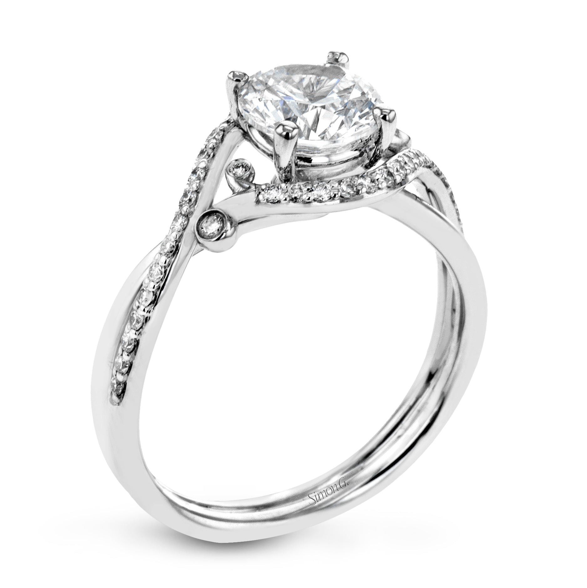 Round-Cut Criss-Cross Engagement Ring In 18k Gold With Diamonds – Simon ...