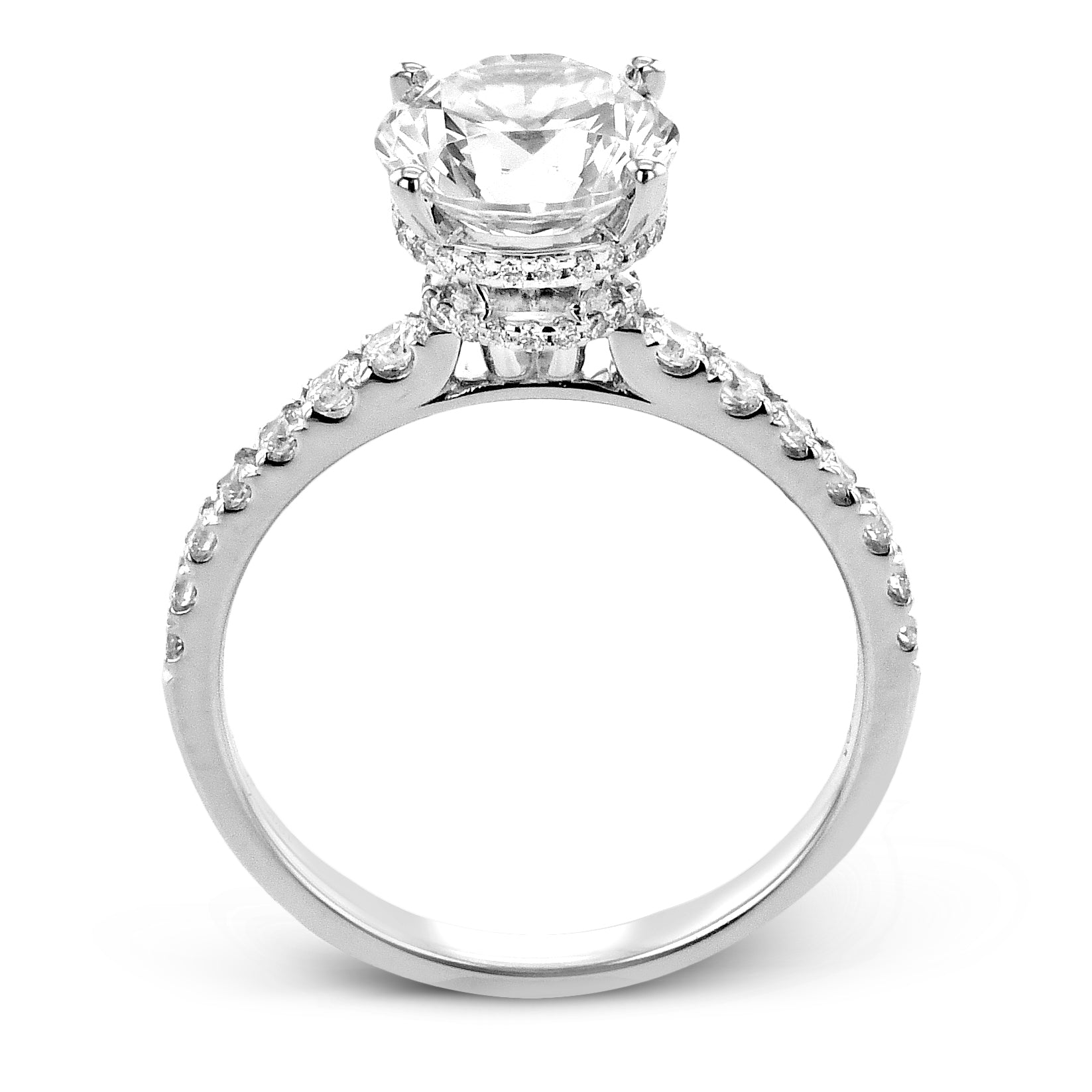 Round-Cut Double Hidden Halo Engagement Ring In 18k Gold With Diamonds ...