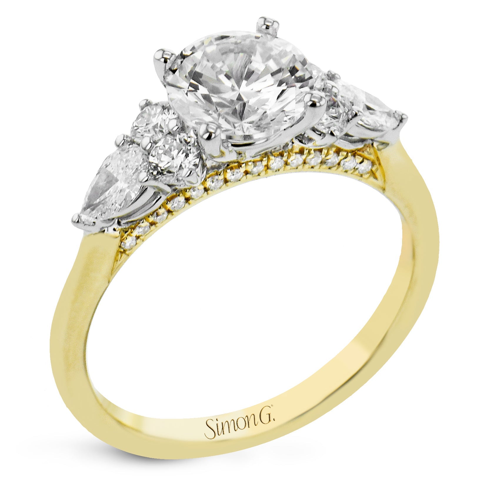 Round-Cut Three-Stone Engagement Ring In 18k Gold With Diamonds – Simon ...